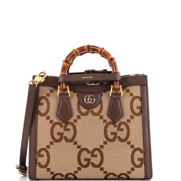 Gucci | Bags | Gucci Diana Nm Bamboo Handle Tote Jumbo Gg Canvas Small ...